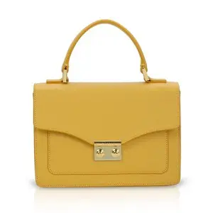 LUIS STEVEN Emma Leather Satchel - Yellow