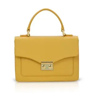 LUIS STEVEN Emma Leather Satchel - Yellow