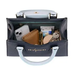 LUIS STEVEN Mini Tote In Pebble Leather - Blue