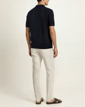 Orlebar Brown Keeling Classic Fit Cotton Silk Knitted Shirt - Night Iris