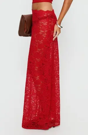 Princess Polly Vionna Sheer Floral Lace Maxi Skirt