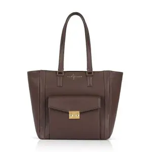 LUIS STEVEN Classic Tote With Front Lock - Brown
