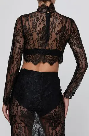 L'Agence Henriette Lace Cropped Top