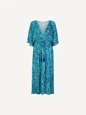 APRICOT Zebra Swirl Tassel Detail Maxi Dress