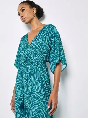 APRICOT Zebra Swirl Tassel Detail Maxi Dress