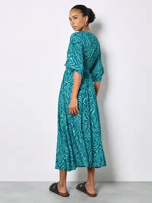 APRICOT Zebra Swirl Tassel Detail Maxi Dress