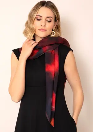 ALIE STREET LONDON Minerva Silk Wool Scarf - Midnight Ember
