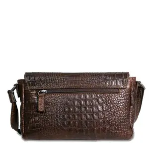JACK GEORGES Hornback Croco Emma Petite Crossbody Bag - Brown