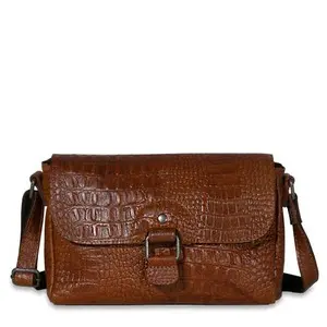 JACK GEORGES Hornback Croco Emma Petite Crossbody Bag - Honey