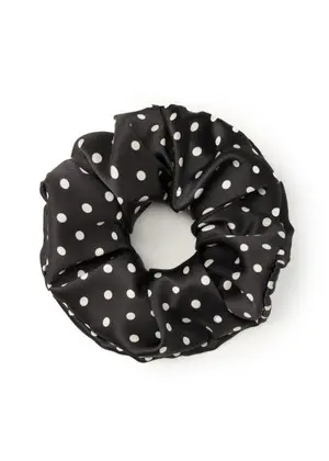 OLAH Petit Dot Silk Scrunchie - Black