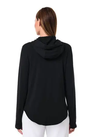 Coolibar Lumaleo Organic Cotton Zno Zip-up Hoodie - Black