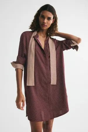 H&M Oversized Scarf Collar Button-front Dress
