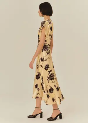 EXQUISE Floral Embroidered Viscose Dress