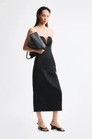 H&M Fitted Bandeau Dress - Black