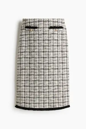 H&M Bouclé-knit Skirt With Fringe