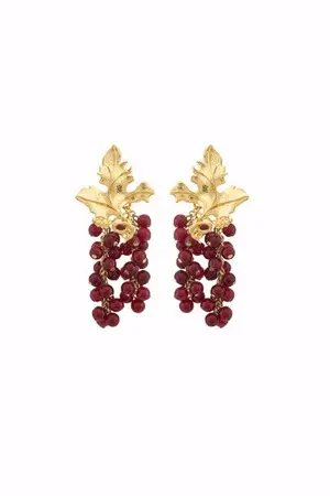 PERACAS Mini Adile Grape Statement Earrings - Red