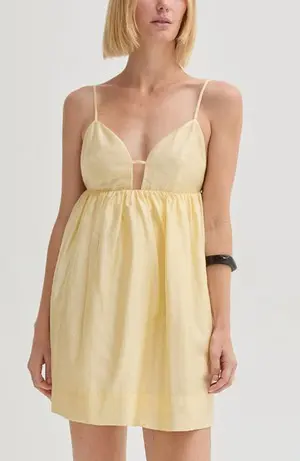 CRESCENT Babydoll Tencel Blend Mini Dress - Butter