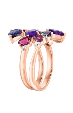 EFFY 14k Rose Gold Multi-gemstone Diamond Cluster Ring