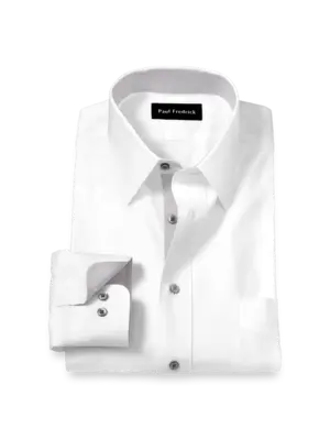 PAUL FREDRICK Cotton Buttondown Collar Broadcloth Classic Contrast Trim Button Cuff Long Sleeve Shirt