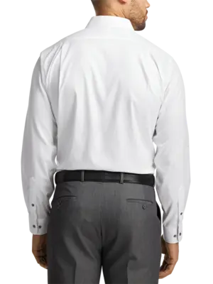 PAUL FREDRICK Cotton Buttondown Collar Broadcloth Classic Contrast Trim Button Cuff Long Sleeve Shirt