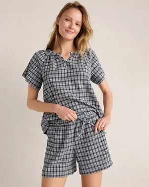 HAVEN WELL WITHIN Crepe Gauze Plaid Top - Plaid Nightfall Multi