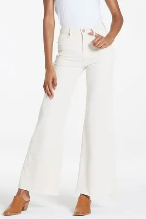 DEAR JOHN Fiona High Waist Raw Hem Wide Leg Jeans - Wheat
