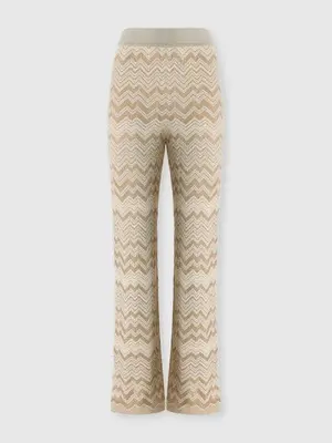 Missoni Zig Zag Viscose And Wool Straight-leg Trousers - Beige