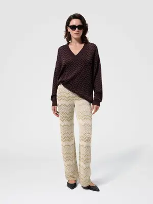Missoni Zig Zag Viscose And Wool Straight-leg Trousers - Beige