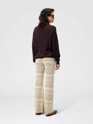 Missoni Zig Zag Viscose And Wool Straight-leg Trousers - Beige