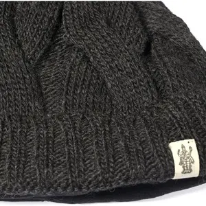 NIRVANNA DESIGNS Hand Knit Wool Cable Beanie - Charcoal
