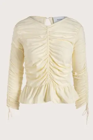 Merlette Arena Ruched Peplum Top With Drawcord Sleeves