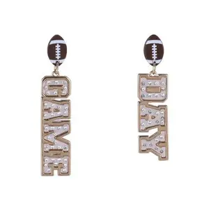 HALLMARK Game Day Rhinestone Football Statement Earrings