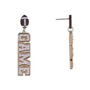 HALLMARK Game Day Rhinestone Football Statement Earrings