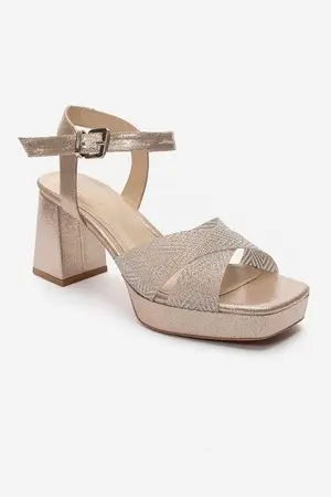 PROLOGUE SHOES Bavena Platform Block Heel Sandal - Gold