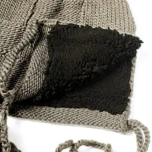 NIRVANNA DESIGNS Nirvanna Designs Hand Knit Wool Nest Hat With Shearling Lining Linen