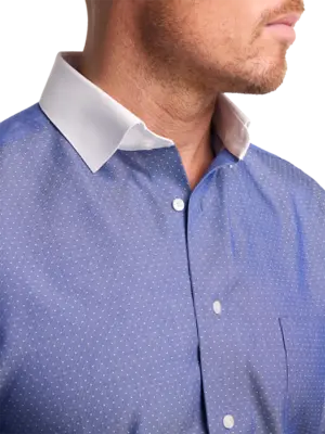PAUL FREDRICK Cotton Buttondown Collar Broadcloth Classic Contrast Trim Button Cuff Long Sleeve Shirt