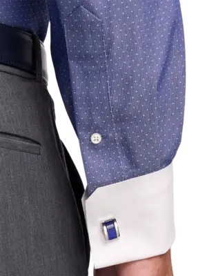 PAUL FREDRICK Cotton Buttondown Collar Broadcloth Classic Contrast Trim Button Cuff Long Sleeve Shirt