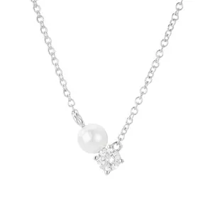 UNTAMED PETALS Evermore Pearl And Crystal Necklace - Metallic Silver
