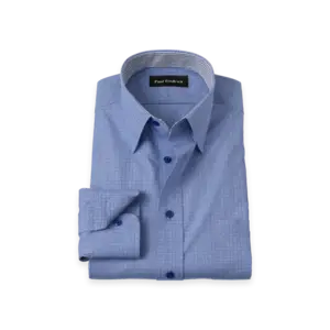 PAUL FREDRICK Cotton Buttondown Collar Broadcloth Classic Contrast Trim Button Cuff Long Sleeve Shirt Medium Blue