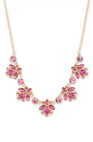 Marchesa Mixed Cut Crystal Frontal Necklace - Pink
