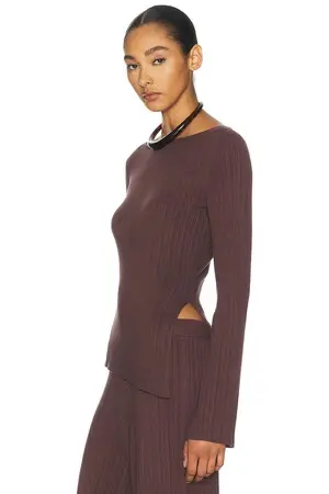 L'academie Sibylla Rib Knit Top - Chocolate