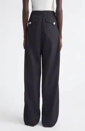 Proenza Schouler Aitana Straight Leg Tropical Wool Pants