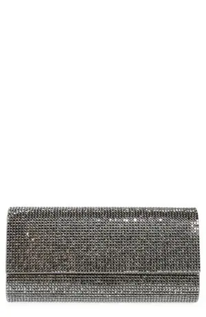 Judith Leiber Perry Embellished Satin Clutch - Ebonized Hematite