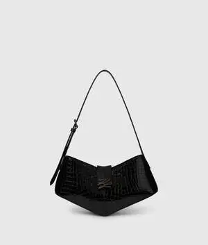 Karl Lagerfeld K/studio Autograph Croco Shoulder Bag - Black-nickel