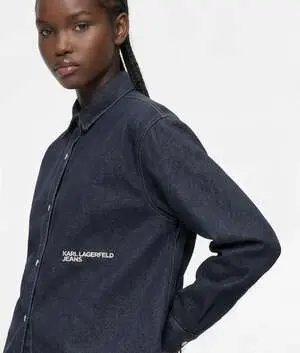 Karl Lagerfeld Glitter Denim Shirt - Rinse Blue