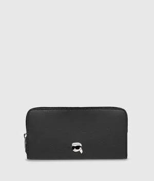Karl Lagerfeld Ikon Pebble Continental Wallet - Black