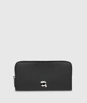 Karl Lagerfeld Ikon Pebble Continental Wallet - Black