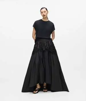 Karl Lagerfeld Kl Studio Fringe Detail Maxi Skirt - Black