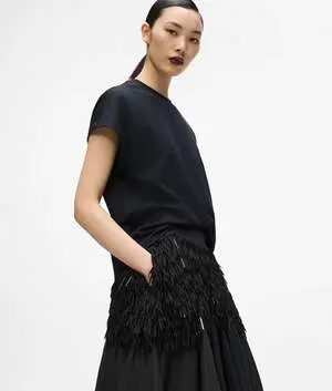 Karl Lagerfeld Kl Studio Fringe Detail Maxi Skirt