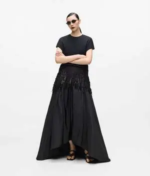 Karl Lagerfeld Kl Studio Fringe Detail Maxi Skirt